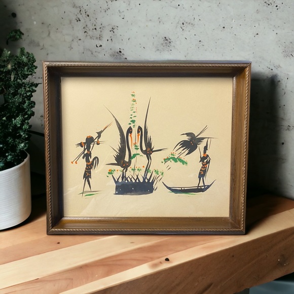 MCM | Art | Mid Century Framed African Tribal Art Gouache Painting ...